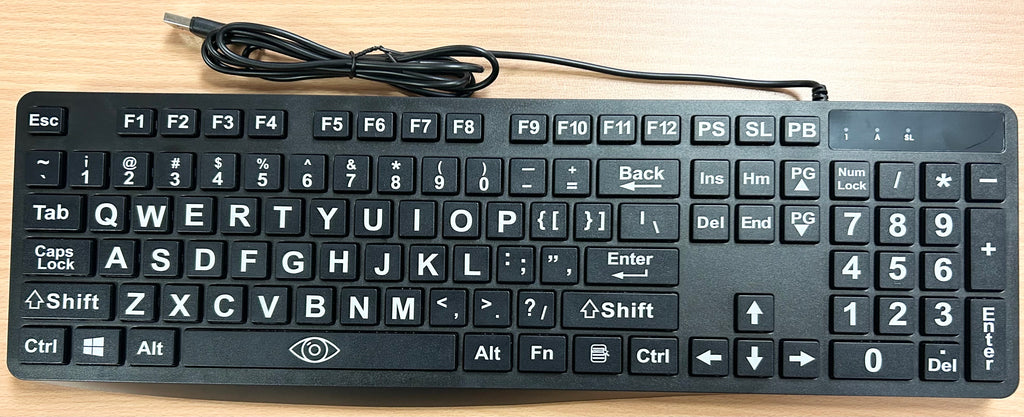 Large Print Office Keyboard White on Black – VisAbility Ltd - Living Aids